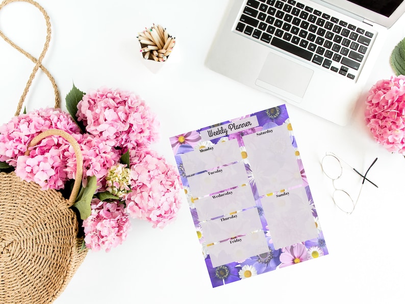 Floral Vertical Weekly Printable Planner - Etsy UK