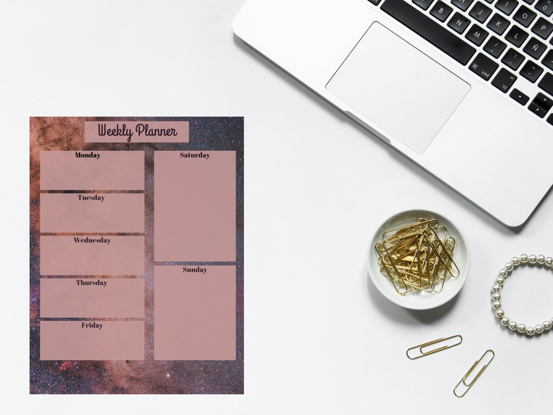Galaxy Weekly Planner, Space Weekly Planner, Vertical Digital Weekly ...
