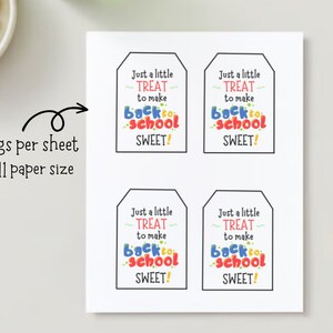 Printable Back to School Gift Tag, Treat Bag Tag, Sweet Treat Gift Tag ...