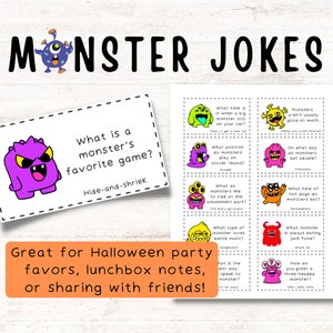 Monster Jokes for Kids Printable Jokes for Kids Monster - Etsy