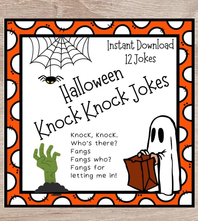 Halloween Knock Knock Jokes for Kids, Halloween Lunchbox Notes, Party ...