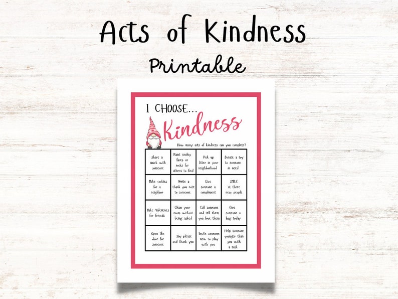 Random Acts of Kindness Activity, Be Kind Bucket List, Be Kind Mark off ...