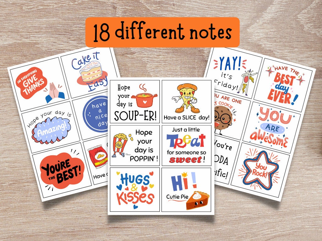 Fall Lunchbox Notes, November Lunchbox Notes, Printable Lunchbox Notes ...