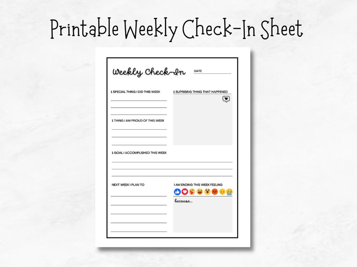 Printable Weekly Check-in Sheet, Student Reflection Sheet, SEL, School ...