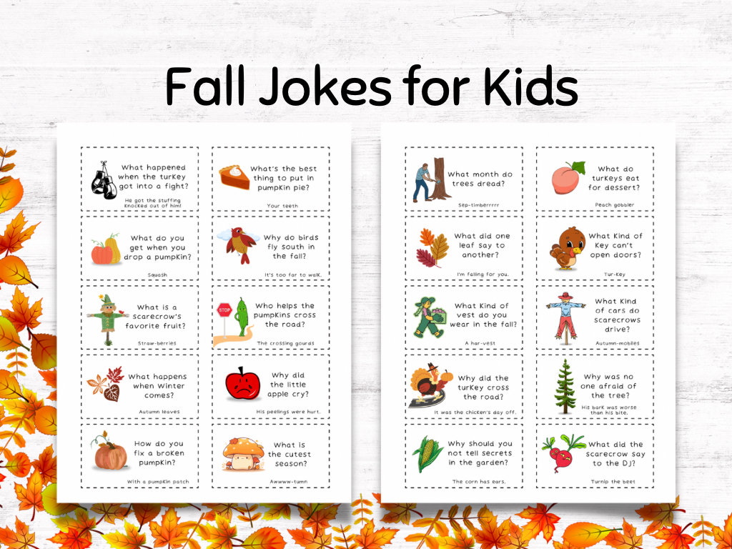 Fall Jokes for Kids, Printable Fall Lunchbox Notes, November Classroom ...