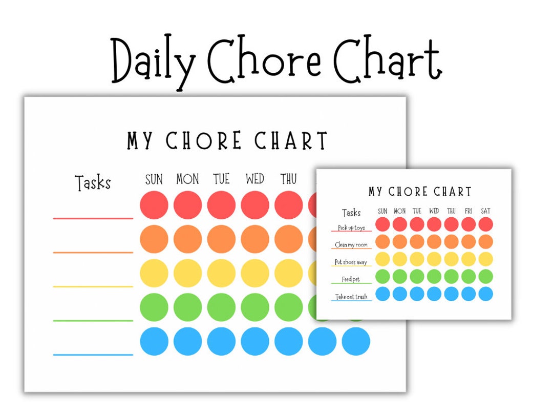 Printable Chore Chart, Weekly Chore Chart, Daily Chore Chart, Daily ...