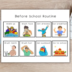 Visual Routine Checklists, Routine Cards, Printable Before School ...