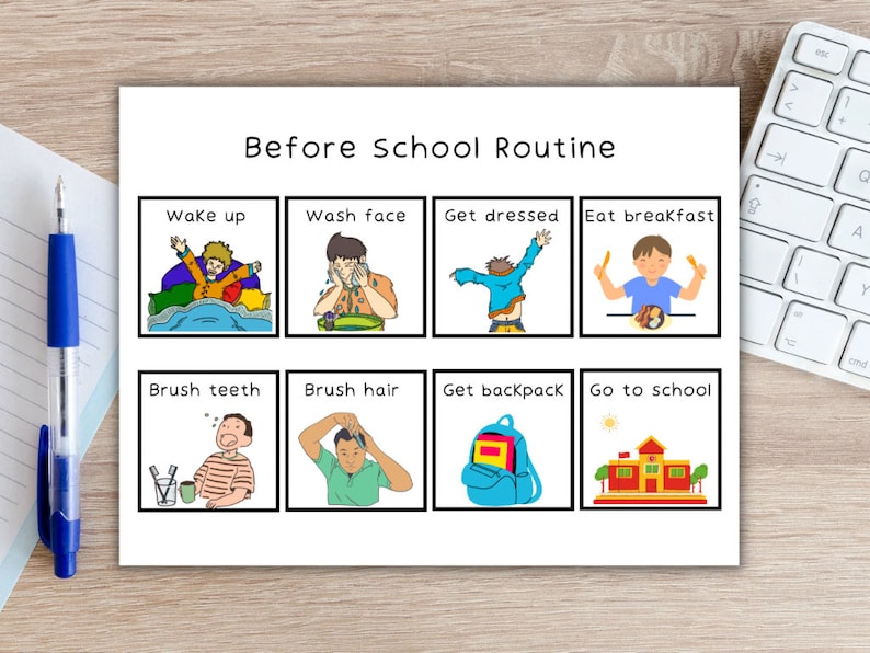 Visual Routine Checklists, Routine Cards, Printable Before School ...