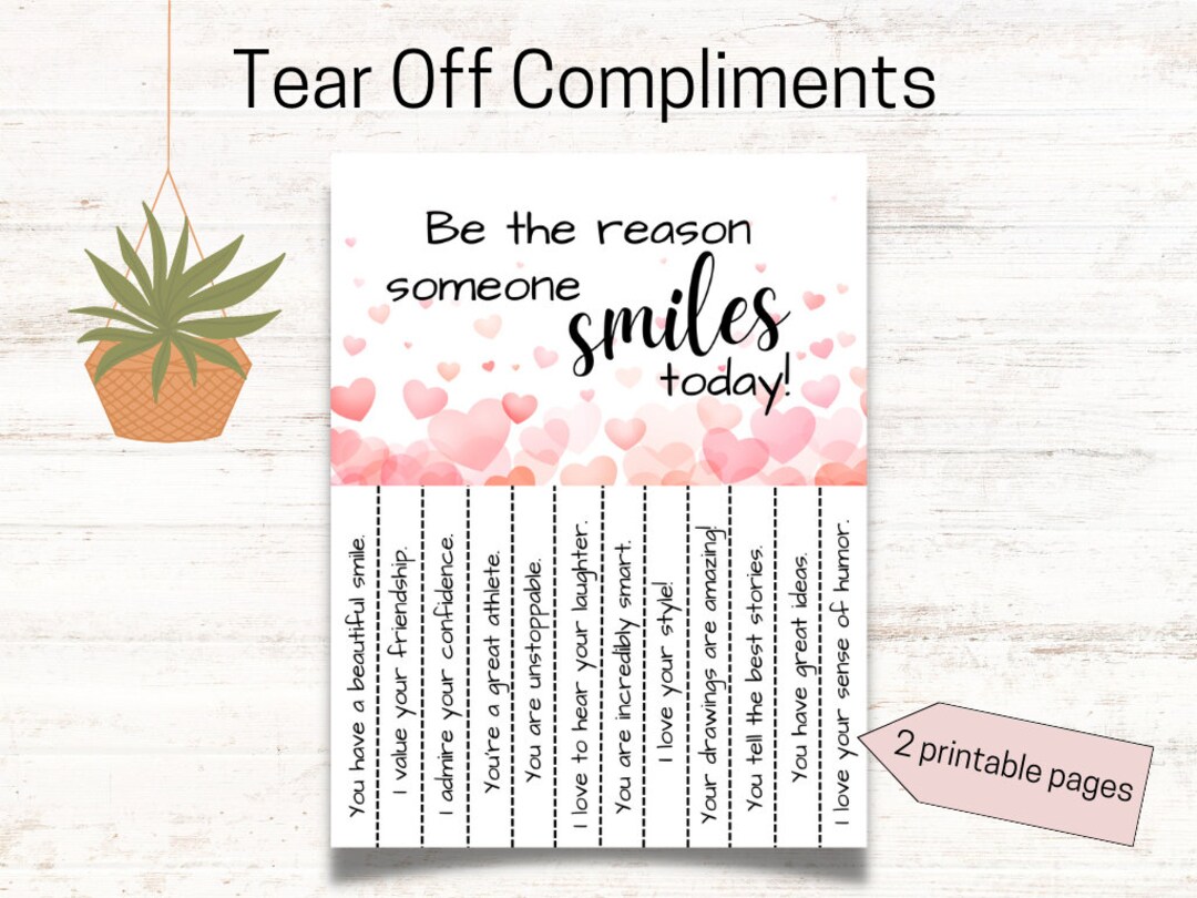 Printable Tear off Compliments, Random Acts of Kindness Activity ...