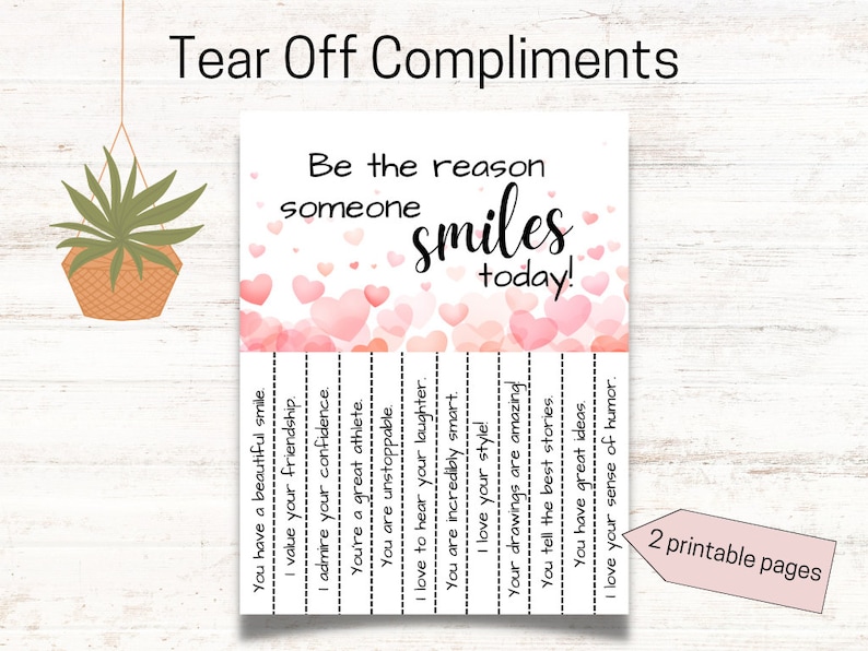 Printable Tear off Compliments, Random Acts of Kindness Activity ...