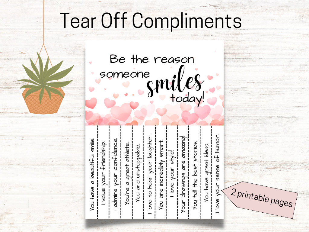 Printable Tear off Compliments, Random Acts of Kindness Activity ...