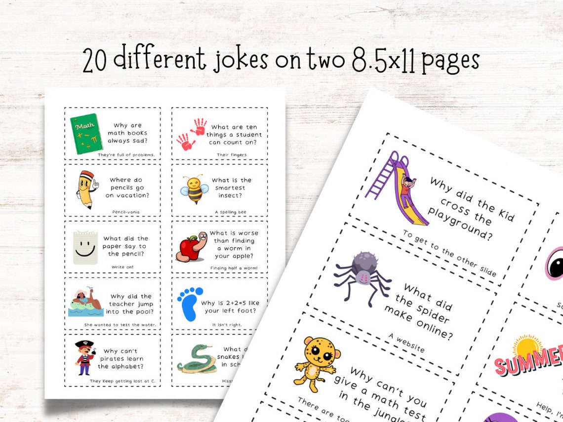 Back to School Jokes for Kids, Printable Back to School Lunchbox Notes ...