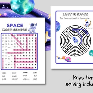 Printable Space Activities, Space Word Search, Space Maze, Space ...