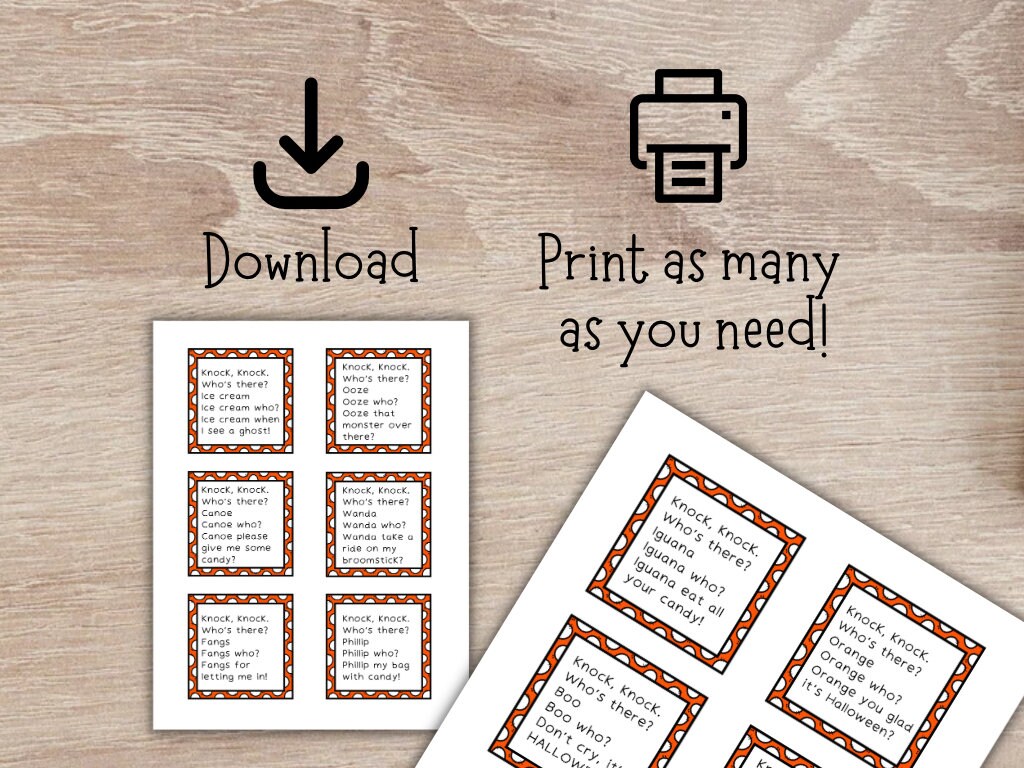 Halloween Knock Knock Jokes for Kids, Halloween Lunchbox Notes, Party ...