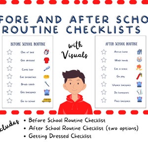 Printable Before and After School Routine Checklists, Visual Checklists ...