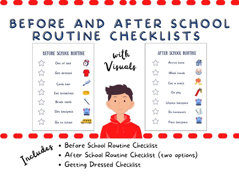 Printable Before and After School Routine Checklists, Visual Checklists ...