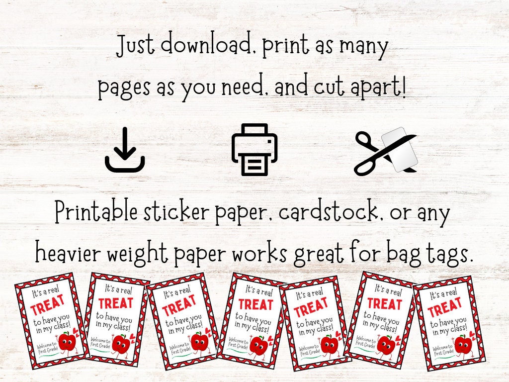 Printable Back to School Gift Tag, Welcome to First Grade Gift Tag ...