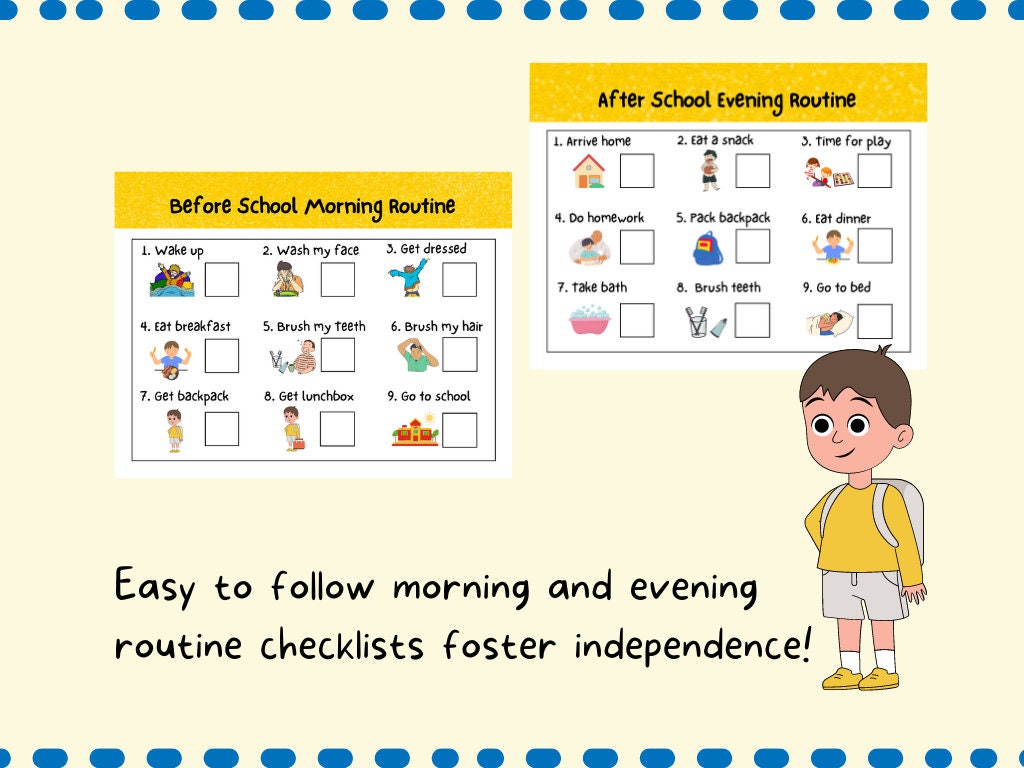 Visual Routine Checklists, Printable Before School Routine Checklist ...