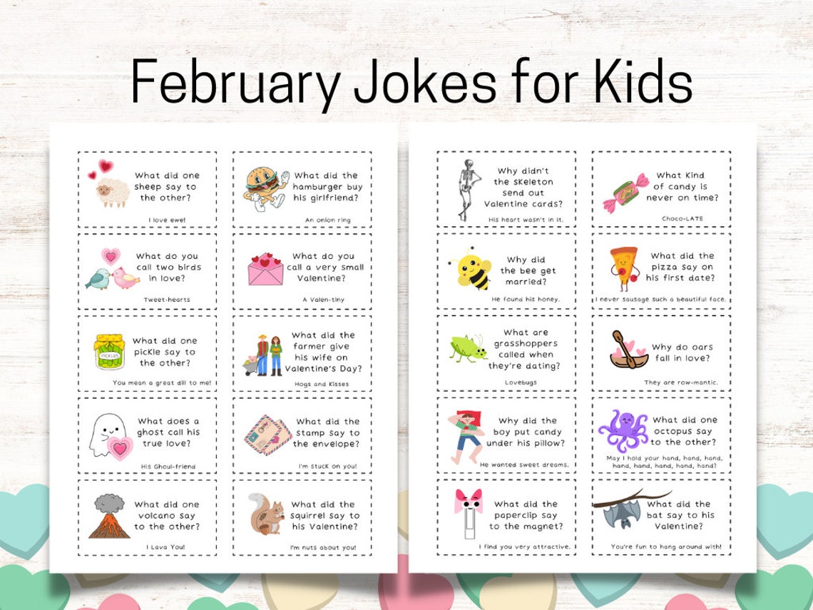 February Jokes for Kids, Printable Jokes for Kids, Lunchbox Notes ...