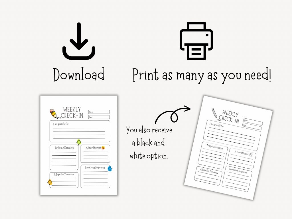 Weekly Check-in Sheet, Student Reflection Sheet, Gratitude Journaling ...