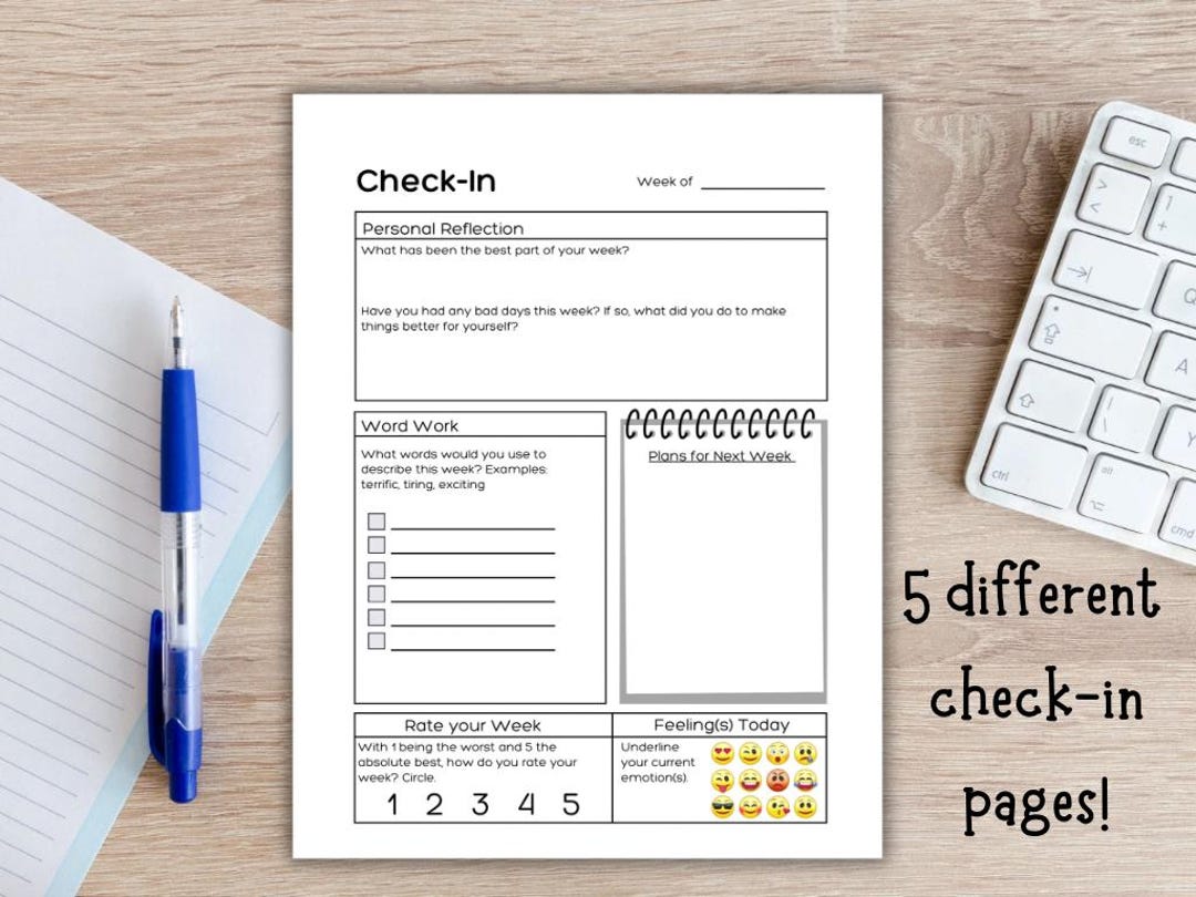 Printable Student Weekly Check-in Sheets (PDF), Academic Support Check ...