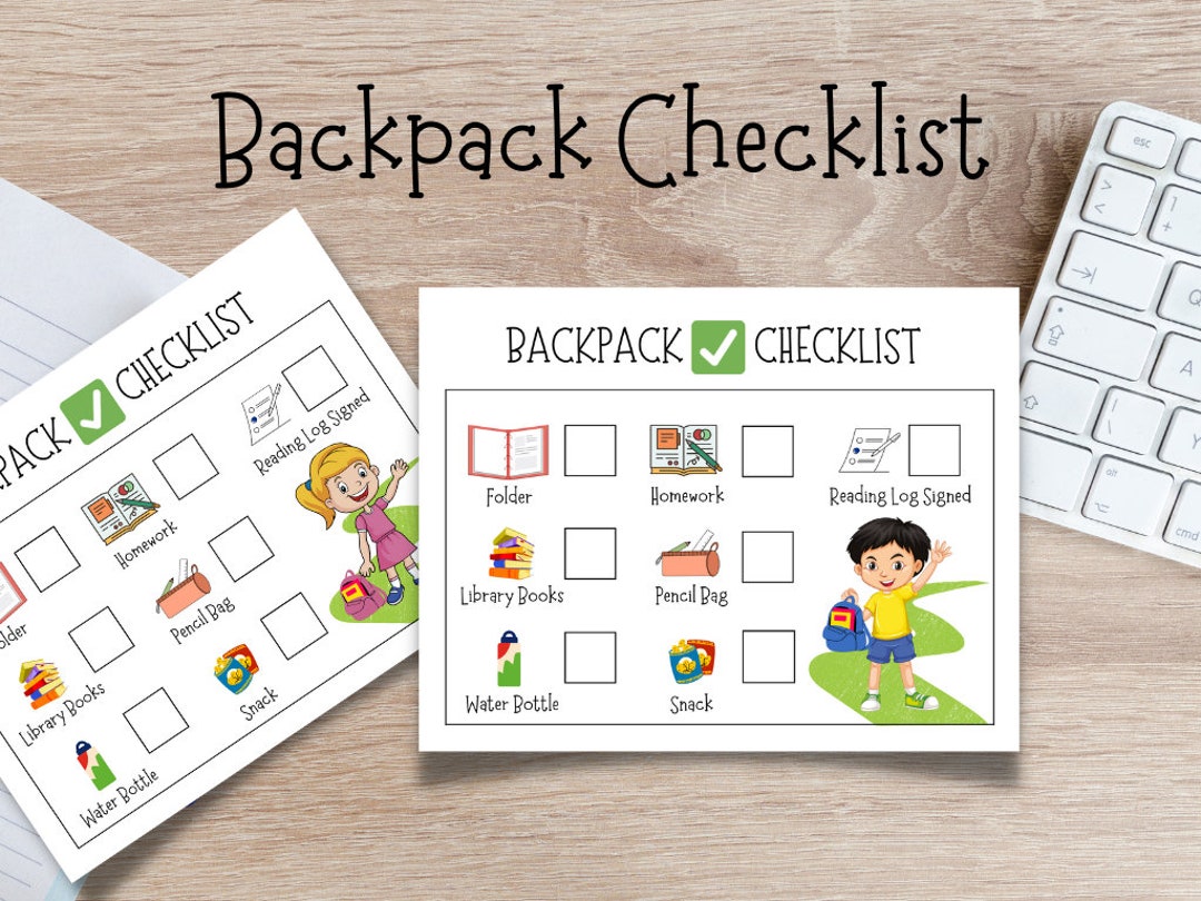 Visual Backpack Checklist, Student Backpack Checklist, Printable ...