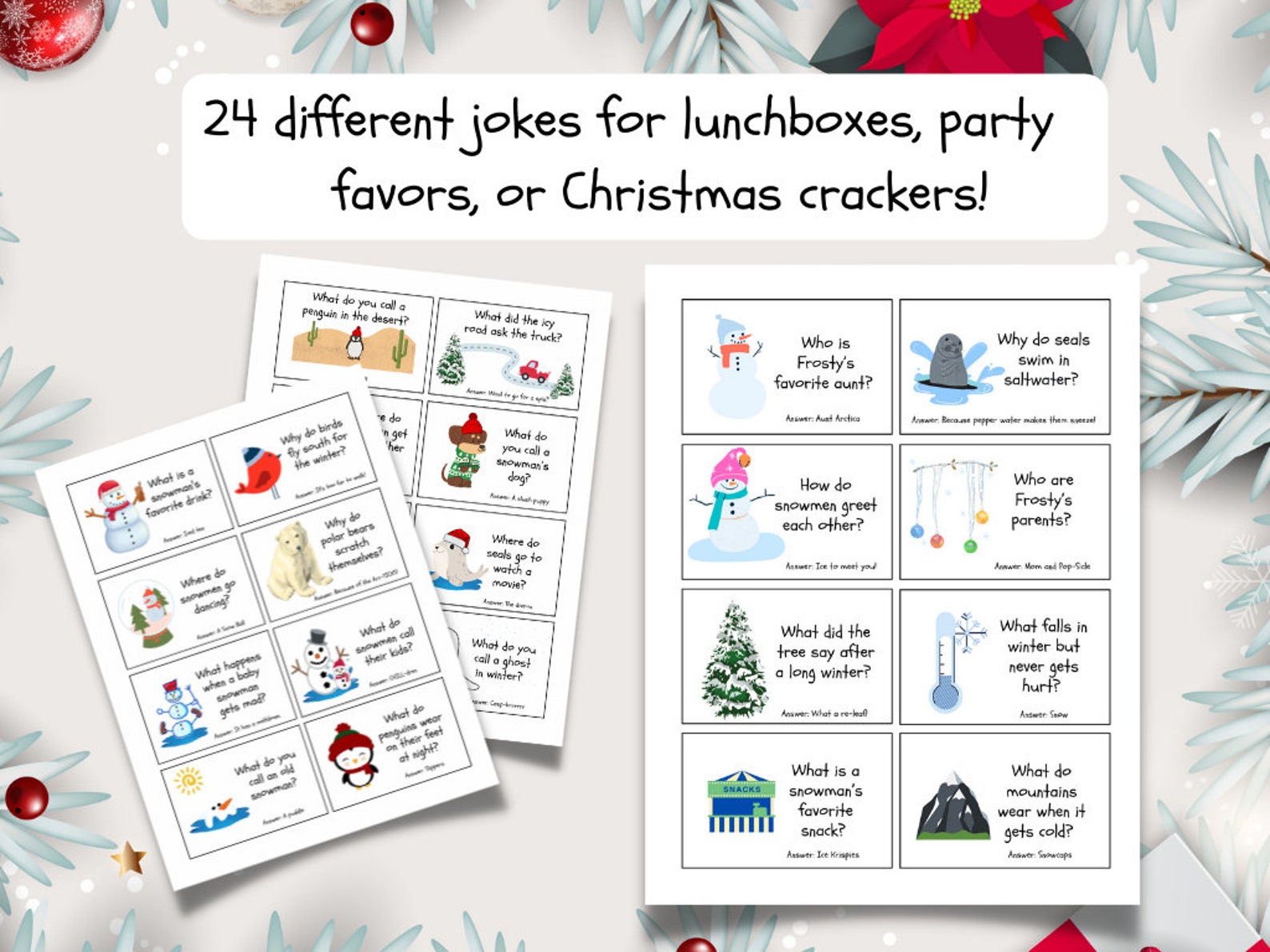 Winter Jokes for Kids, Printable Riddles, Christmas Cracker Jokes ...