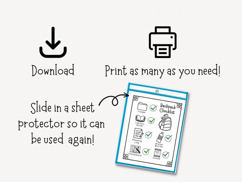 Backpack Checklist, School Backpack Checklist, Printable Backpack ...