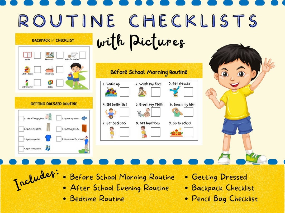 Visual Routine Checklists, Printable Before School Routine Checklist ...