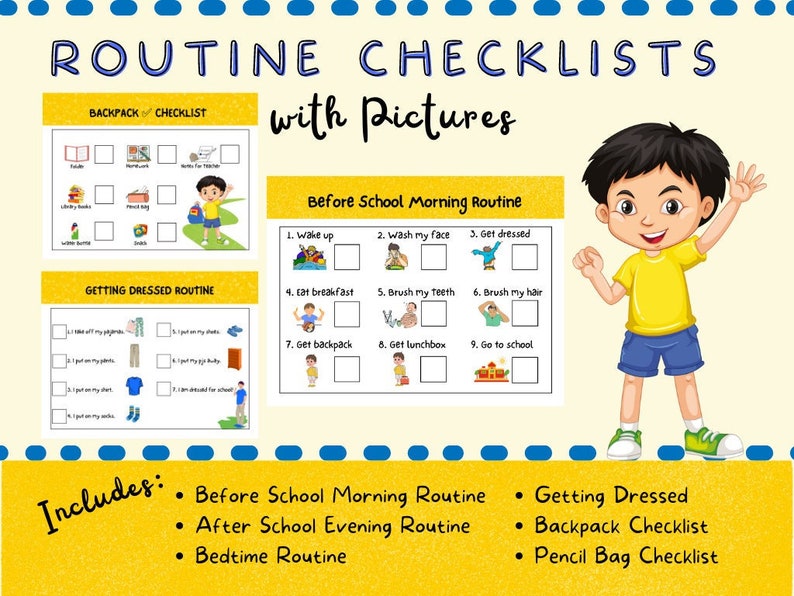Visual Routine Checklists, Printable Before School Routine Checklist ...