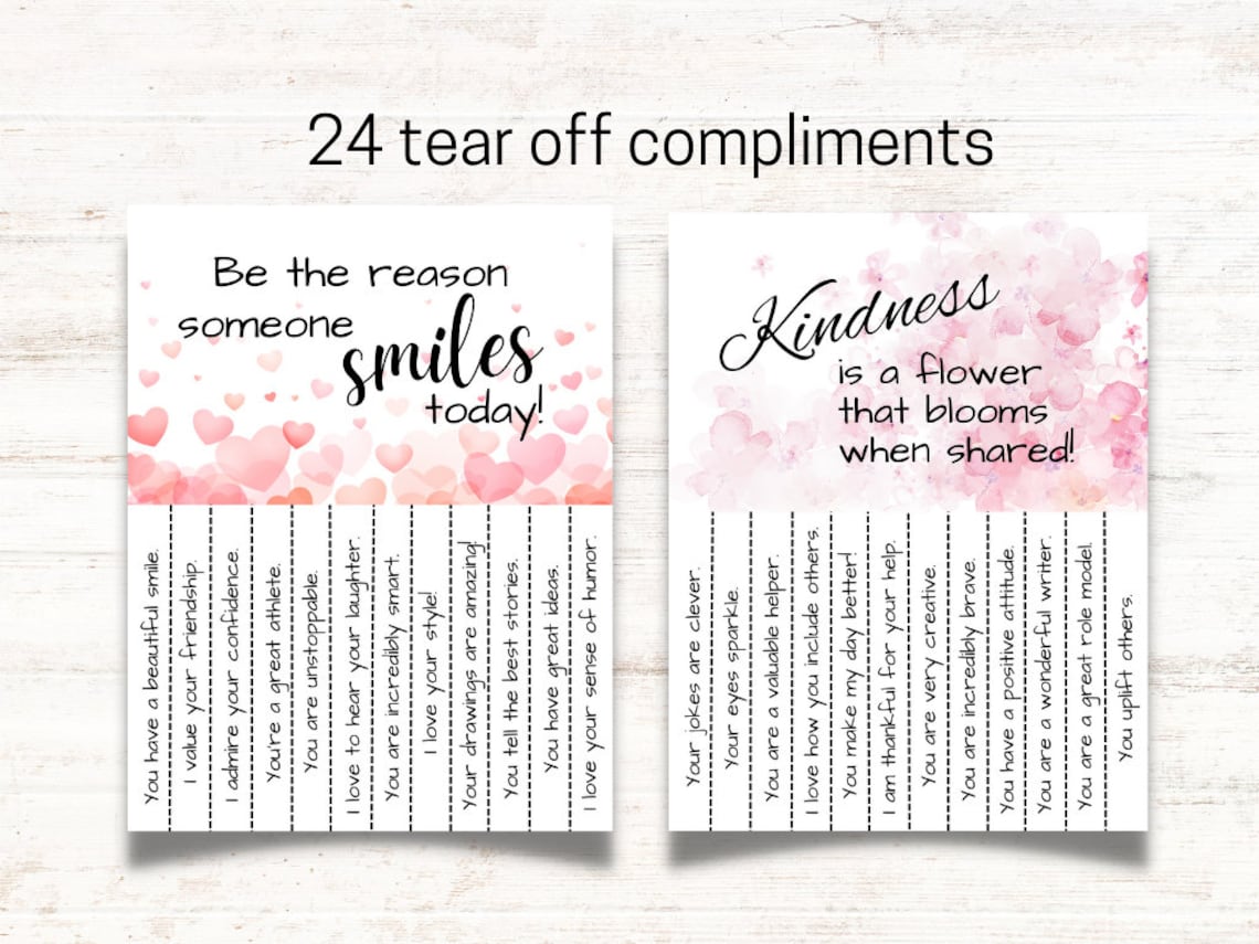 Printable Tear off Compliments, Random Acts of Kindness Activity ...