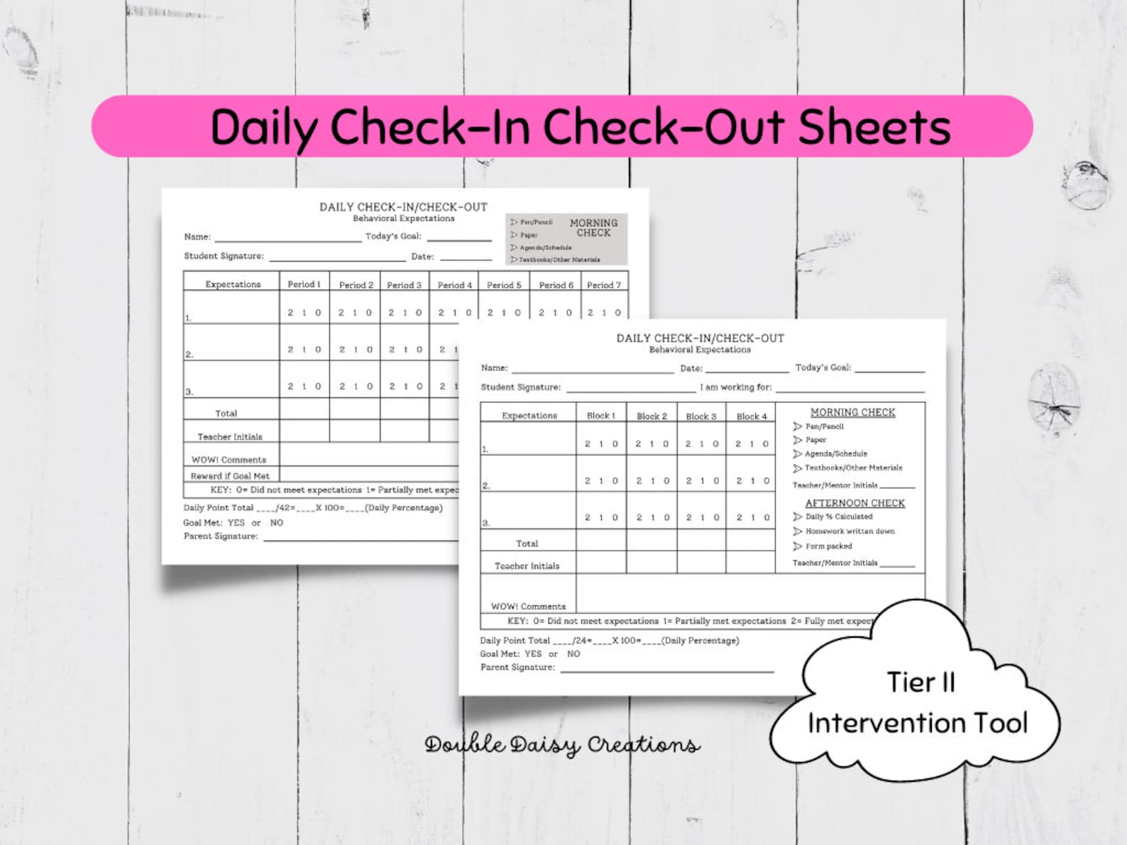 Printable Check-in/check-out Sheets: Middle School Behavioral ...