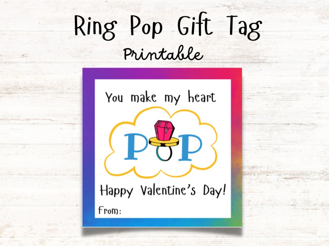 Printable Ring Pop Gift Tag, Digital Valentine Gift Tag, Party Favor ...