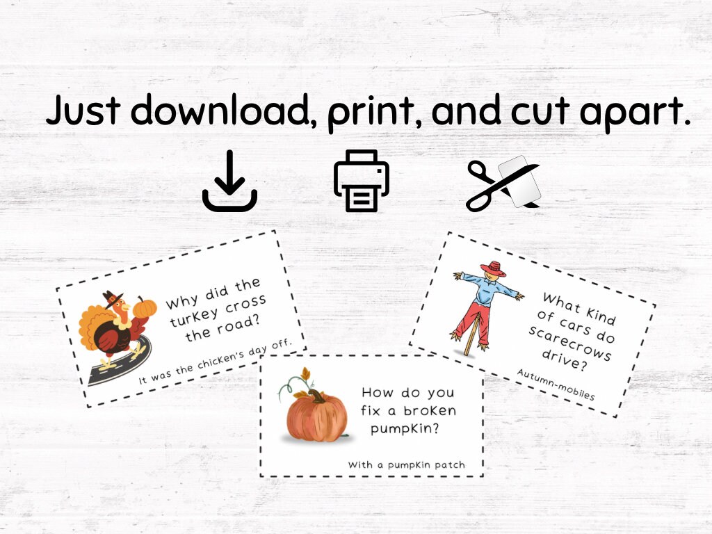 Fall Jokes for Kids, Printable Fall Lunchbox Notes, November Classroom ...