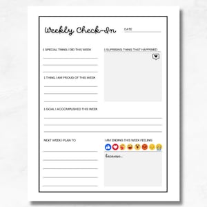 Printable Weekly Check-in Sheet, Student Reflection Sheet, SEL, School ...