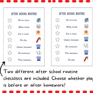 Printable Before and After School Routine Checklists, Visual Checklists ...