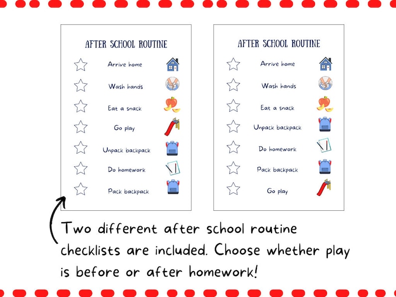 Printable Before and After School Routine Checklists, Visual Checklists ...