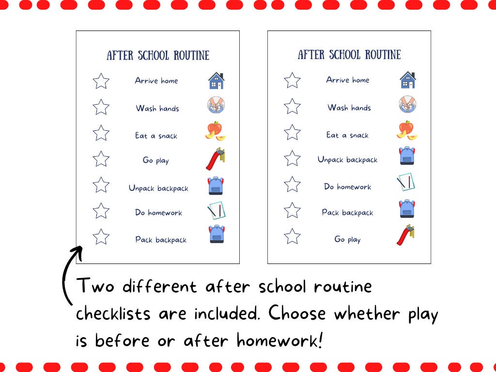 Printable Before and After School Routine Checklists, Visual Checklists ...