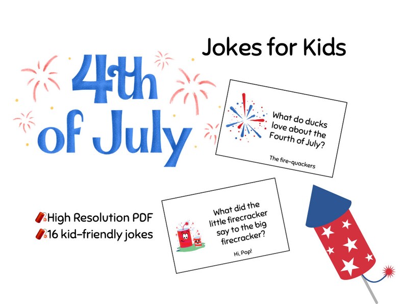 Fourth of July Jokes for Kids, Printable Jokes for Kids, Lunchbox Notes ...