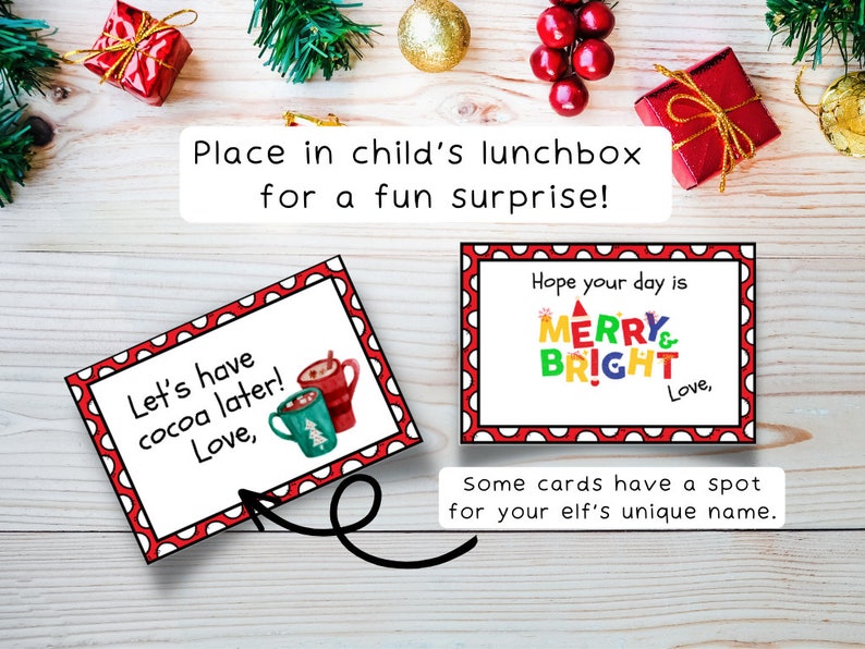 December Lunchbox Notes, Christmas Elf Notes, Printable Elf Notes, Elf ...