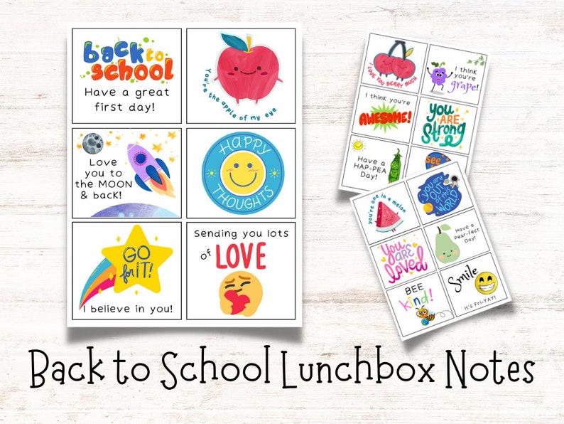 Printable Lunchbox Notes, Encouragement Cards for Kids, Back to School ...