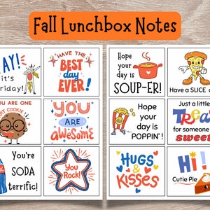 Fall Lunchbox Notes, November Lunchbox Notes, Printable Lunchbox Notes ...