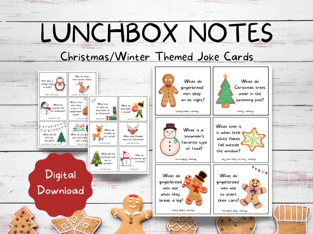 December Lunchbox Notes, Jokes for Kids, Christmas Jokes, Printable ...
