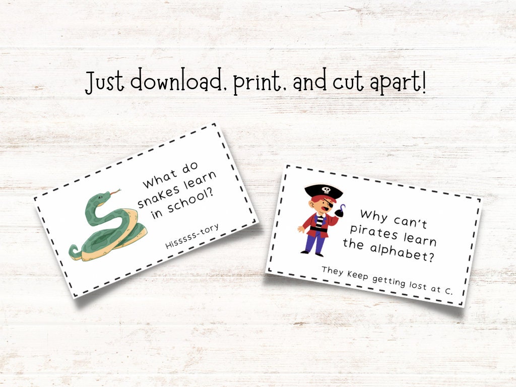 Back to School Jokes for Kids, Printable Back to School Lunchbox Notes ...