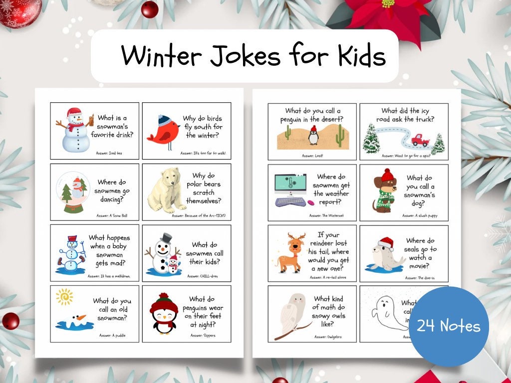 Winter Jokes for Kids, Printable Riddles, Christmas Cracker Jokes ...