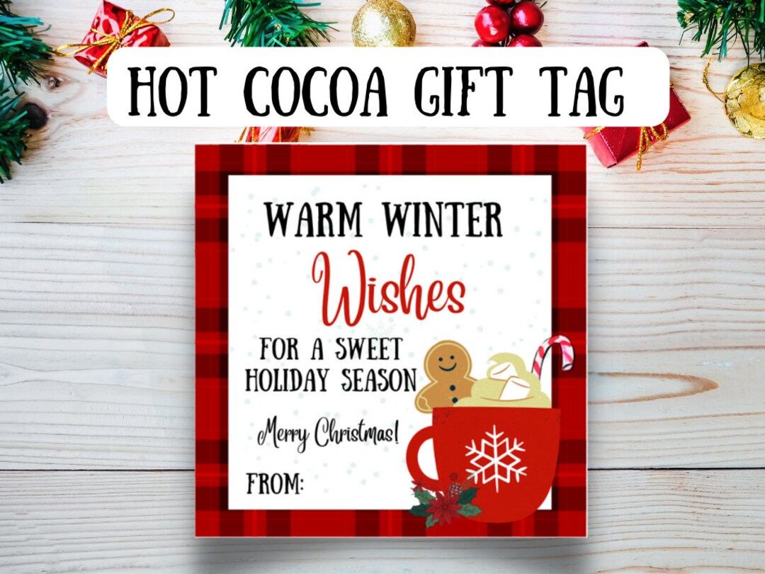 Hot Cocoa Gift Tag, Christmas Favor Gift Tag, Hostess Gift Idea ...