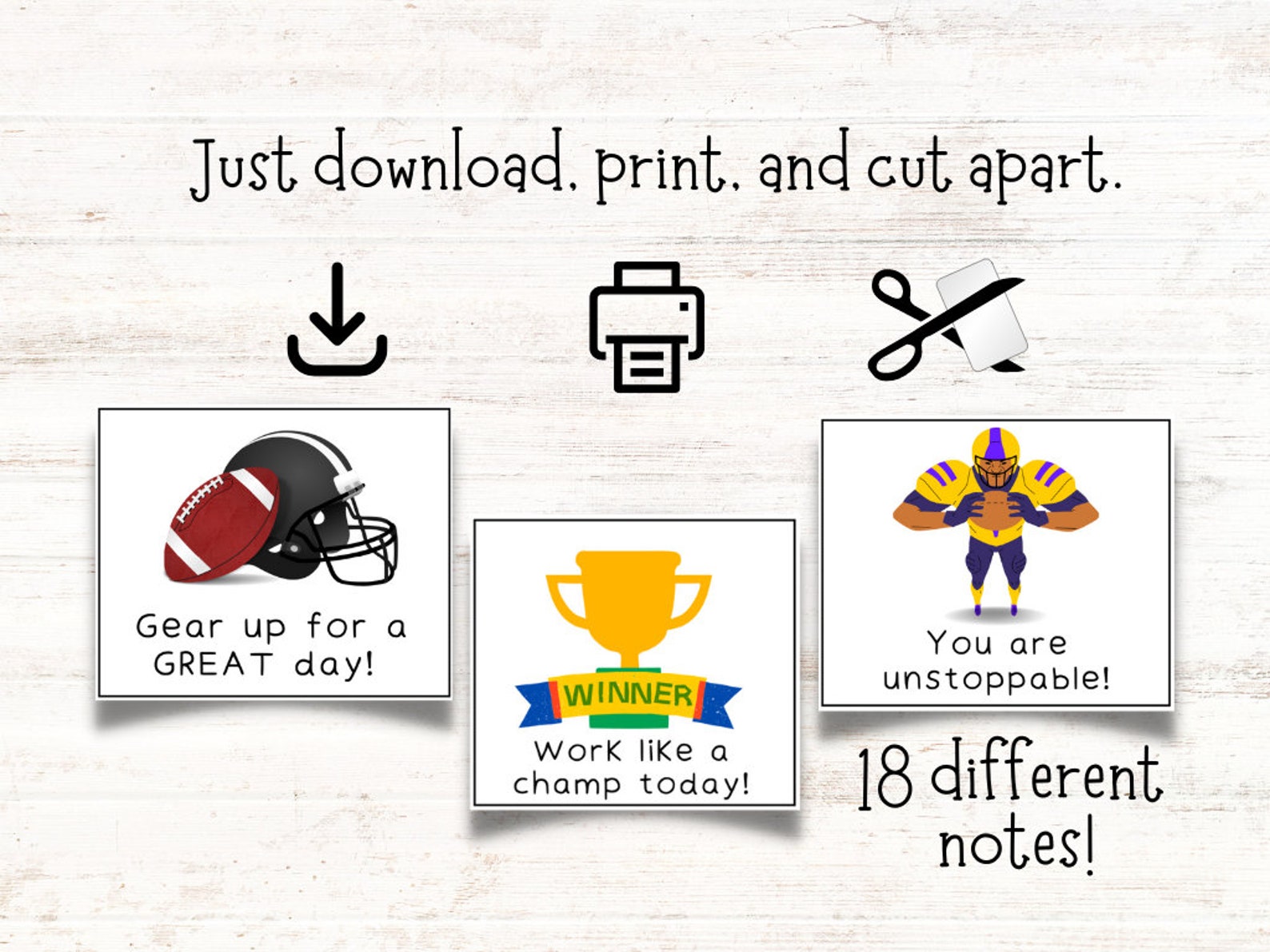 Printable Lunchbox Notes, Football Lunchbox Notes, Motivational Notes ...