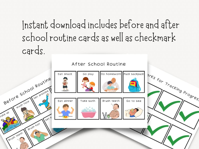 Visual Routine Checklists, Routine Cards, Printable Before School ...