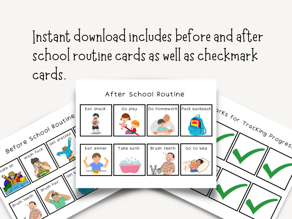 Visual Routine Checklists, Routine Cards, Printable Before School ...