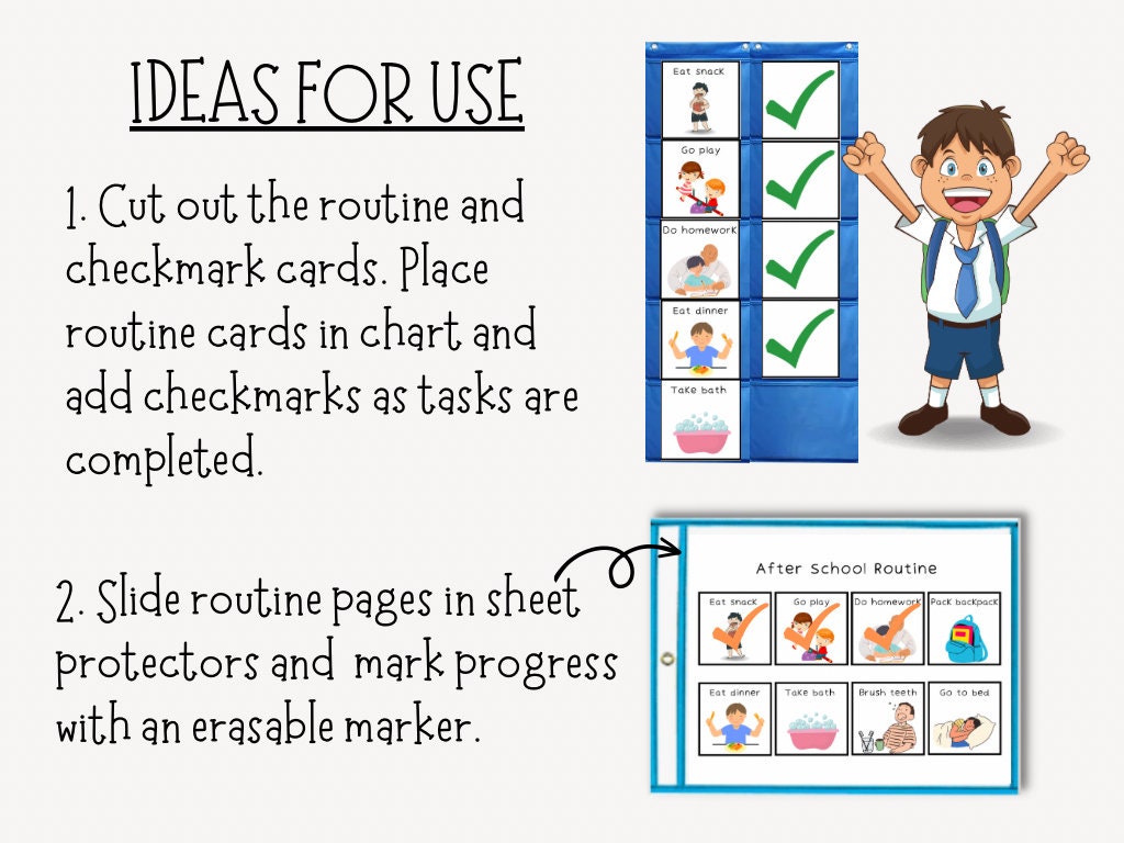 Visual Routine Checklists, Routine Cards, Printable Before School ...